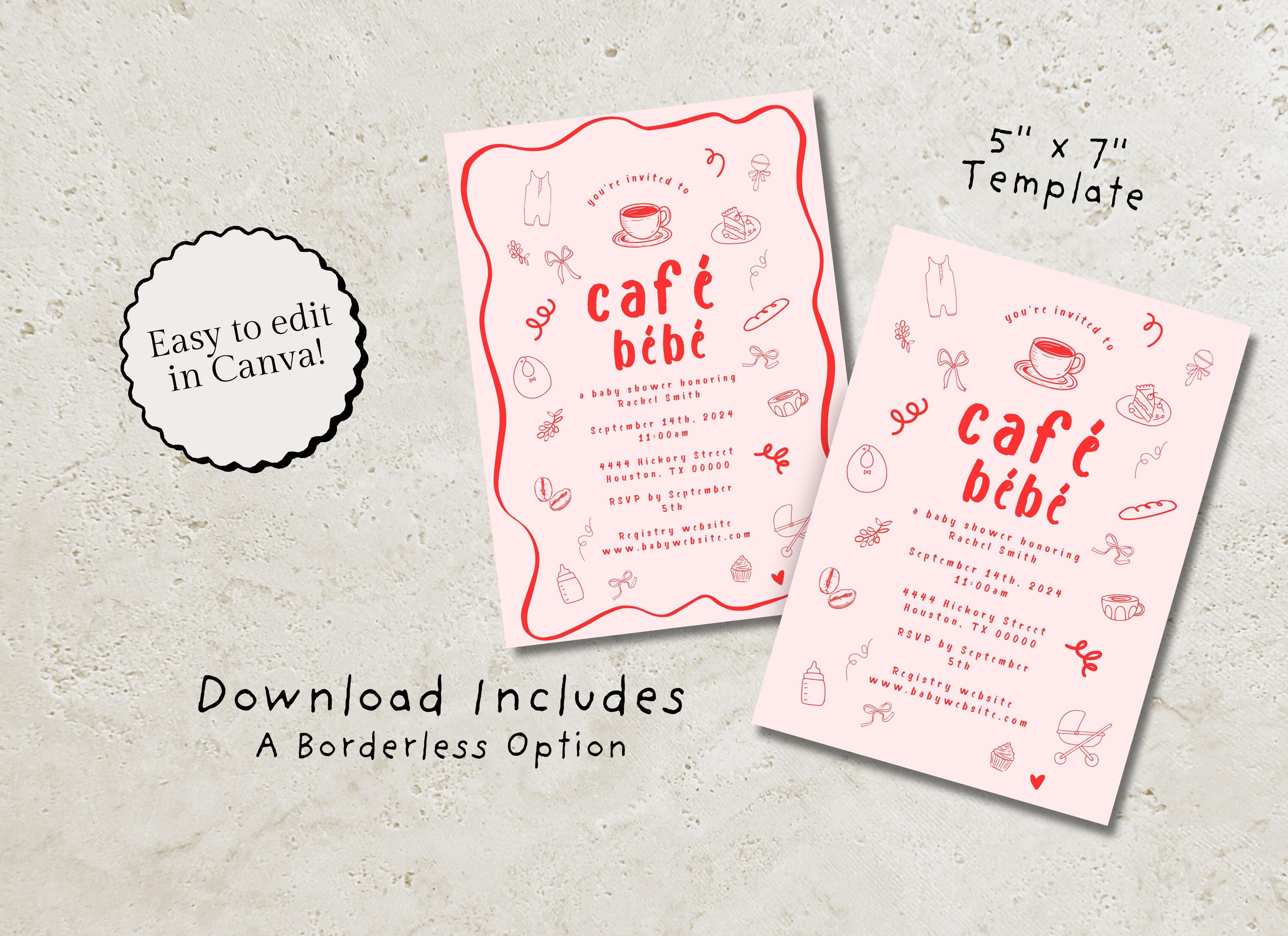 Editable Baby Shower Invitation Template Café Bébé Coffee Theme ...
