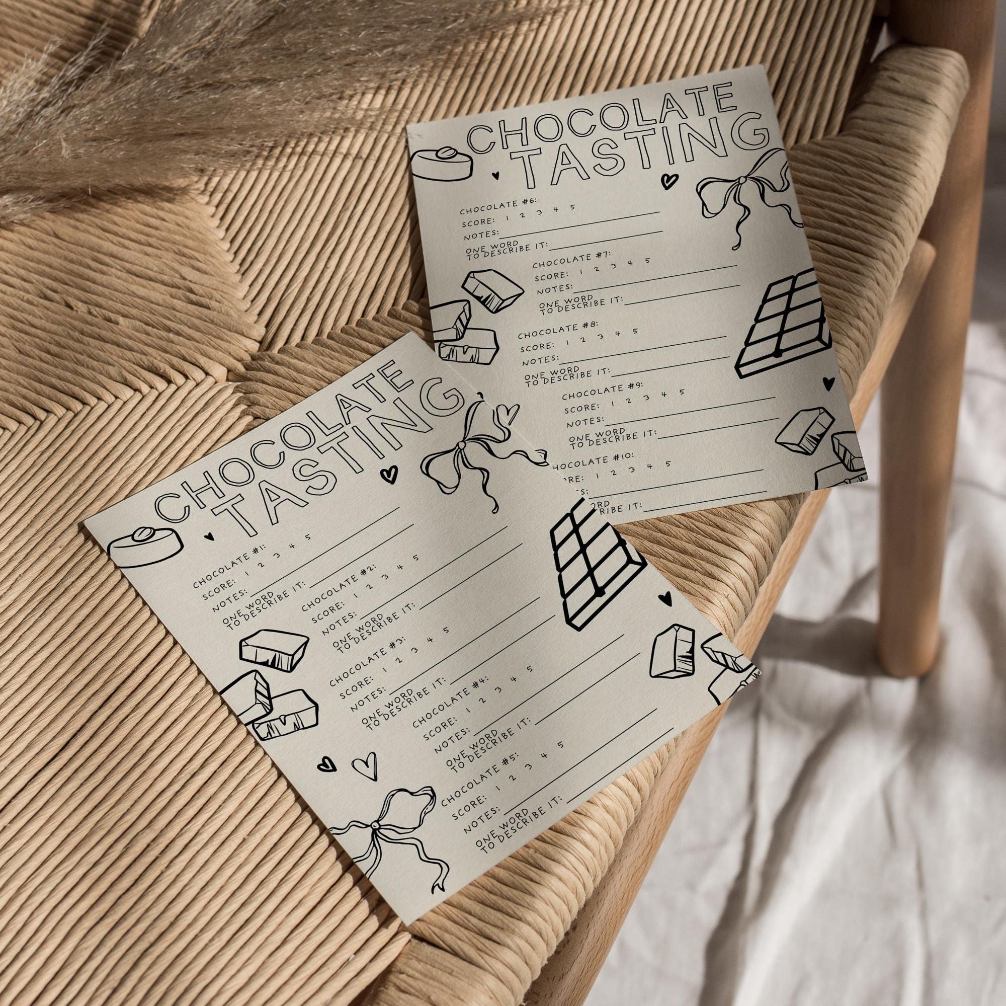 Chocolate Tasting Score Card Template, Wine Tasting, Printable Game ...