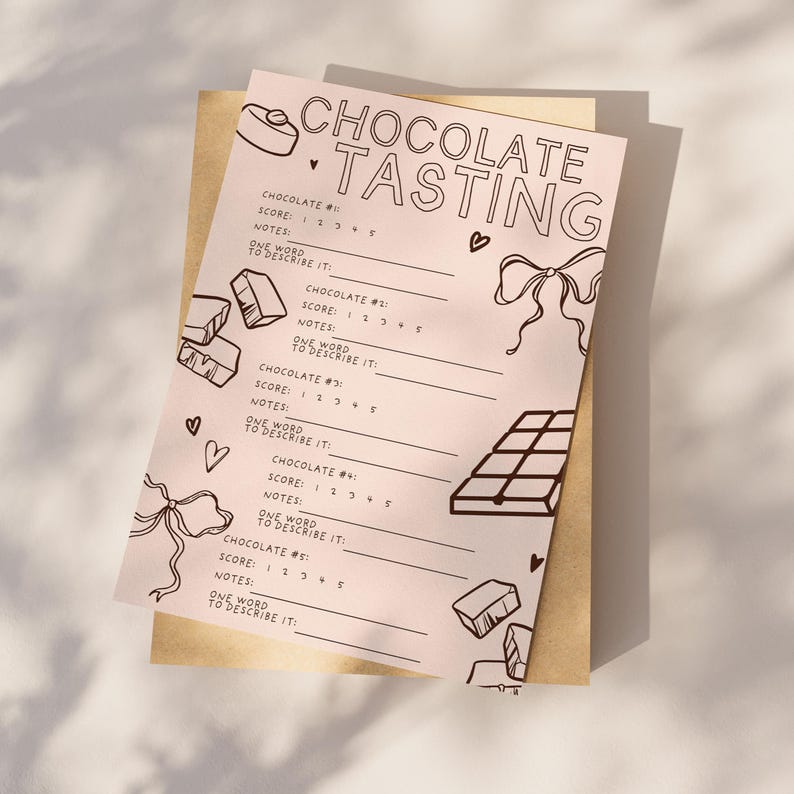 Chocolate Tasting Score Card Template, Wine Tasting, Printable Game ...