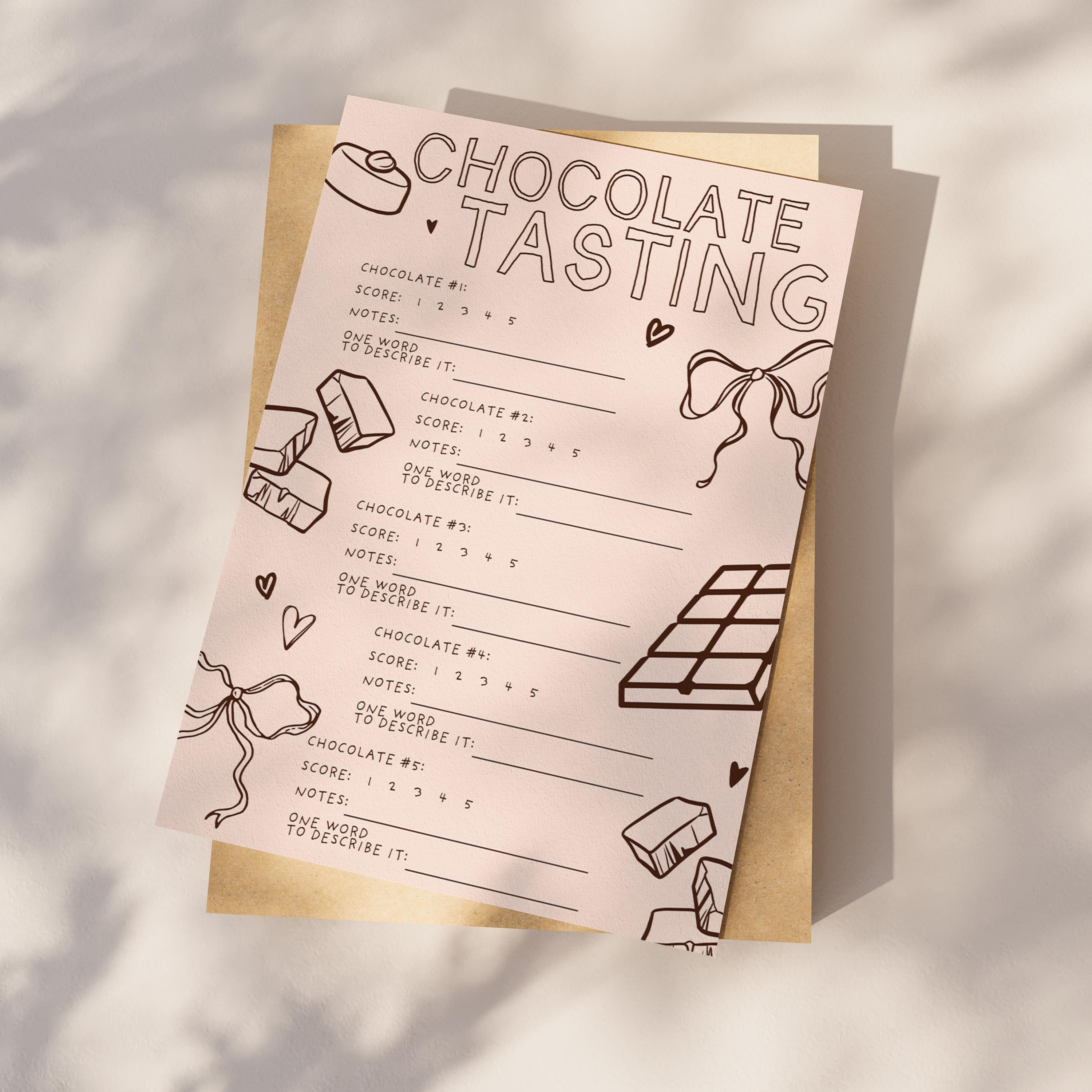 Chocolate Tasting Score Card Template, Wine Tasting, Printable Game ...