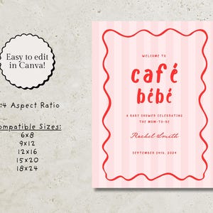 Editable Baby Shower Welcome Sign Café Bébé Coffee Theme Party 18x24 ...