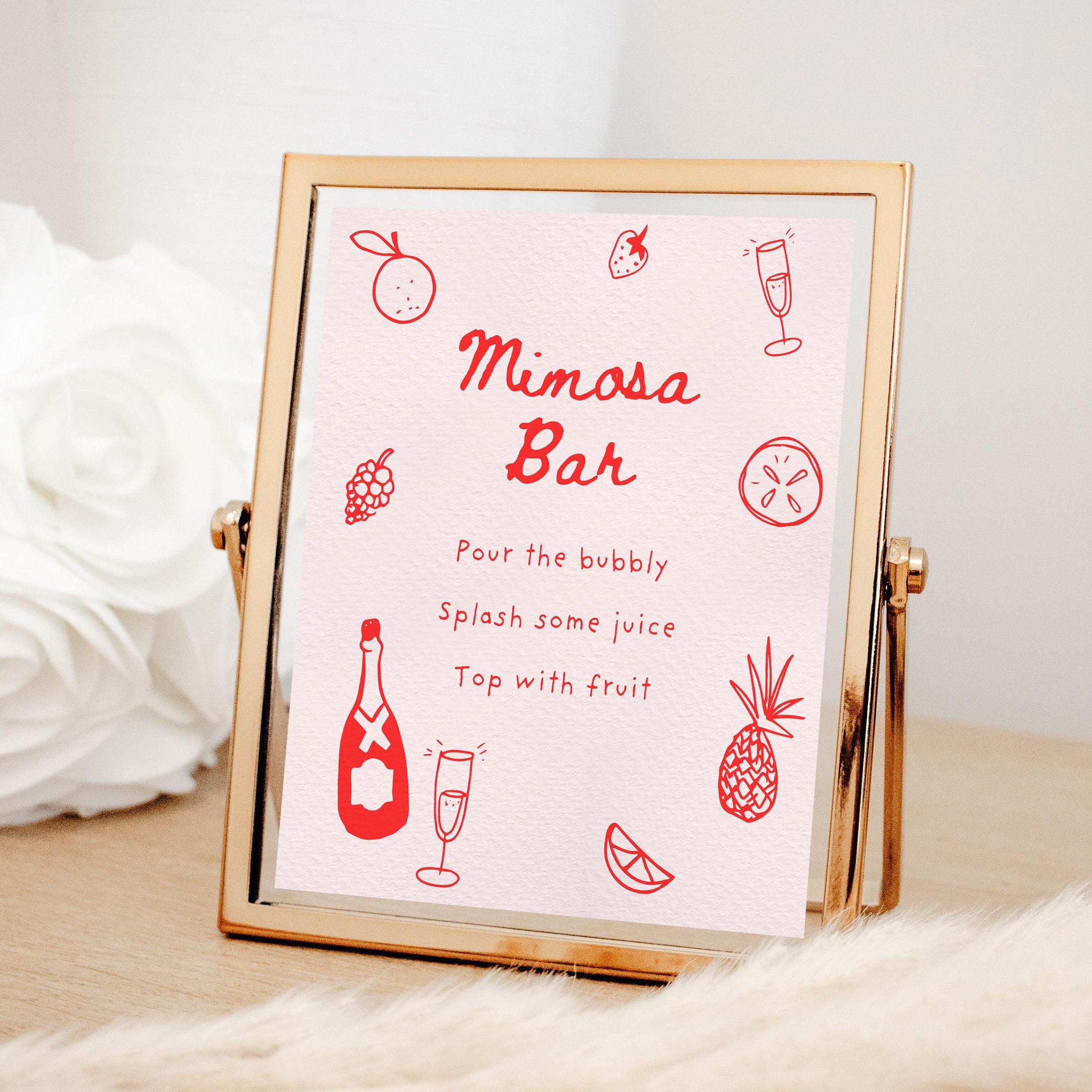 Mimosa Bar Sign Template, Mimosa Bar Juice Labels, Bridal Shower Mimosa ...