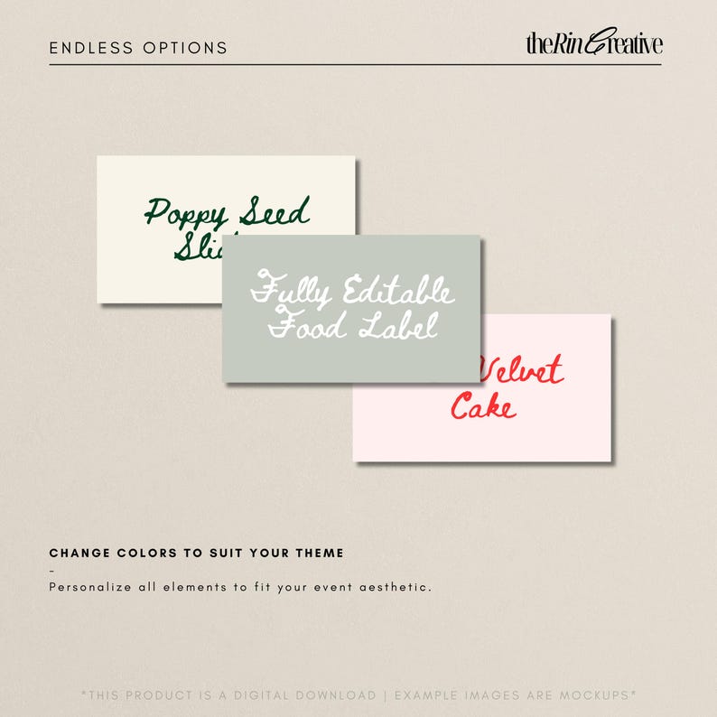 Buffet Card Template, Food Label Tent Card, Bridal Shower Food Card ...