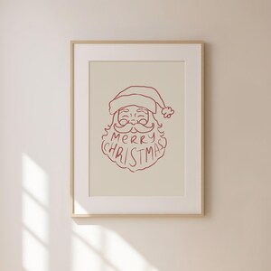 Santa Claus Art Print, Minimalist Christmas Art, Holiday Wall Décor ...
