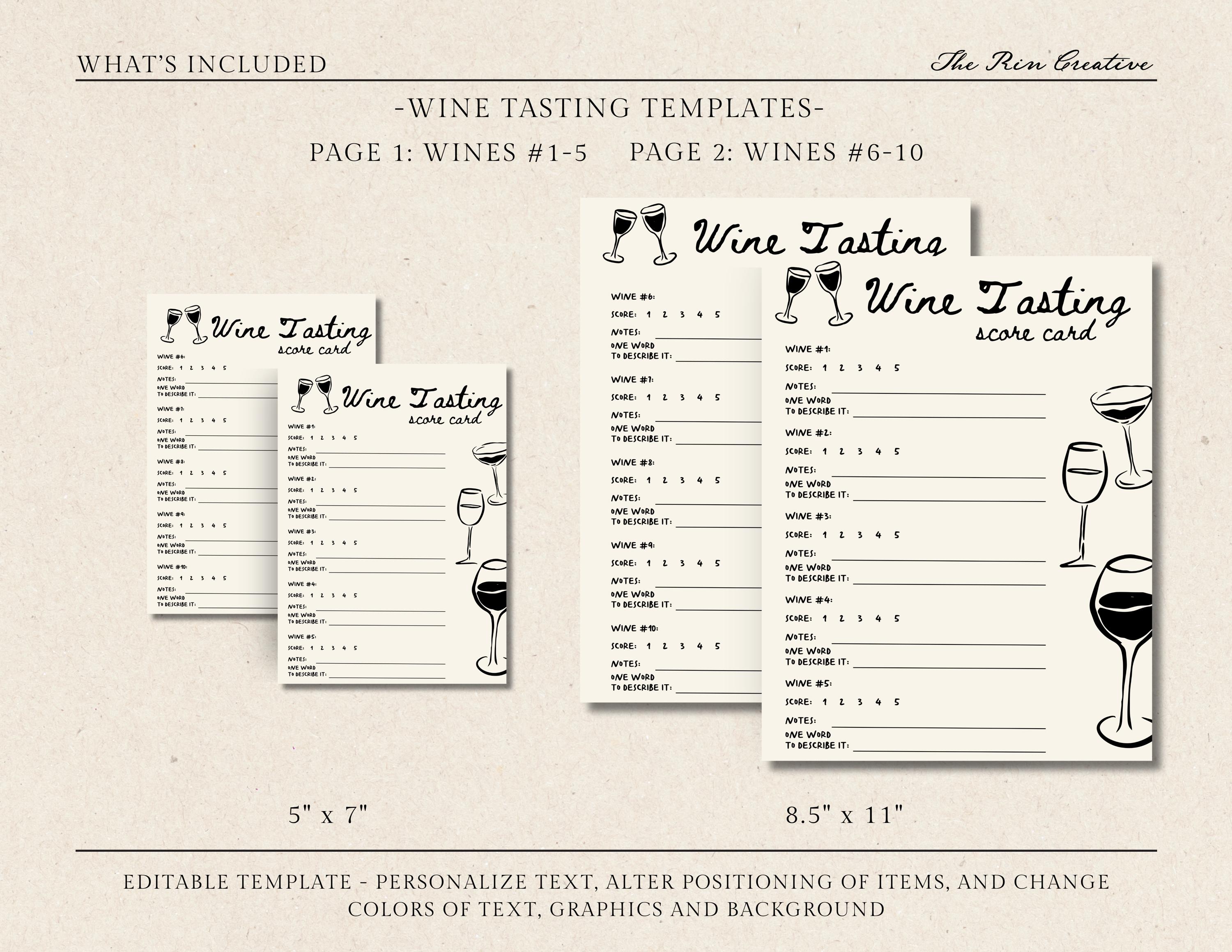 Wine Tasting Score Card Template, Wine Tasting Game, Hens Party Wine ...