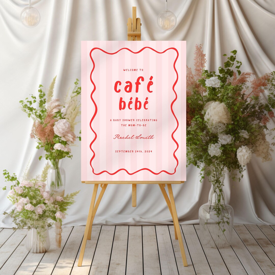 Editable Baby Shower Welcome Sign Café Bébé Coffee Theme Party 18x24 ...