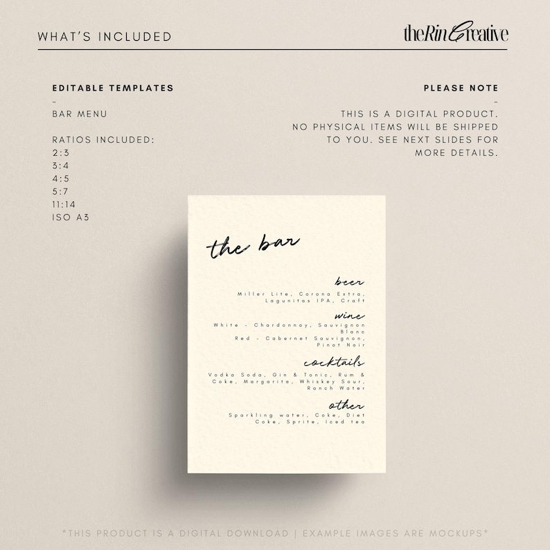 Handwritten Bar Menu Template, Editable Drinks Sign, Beer List ...