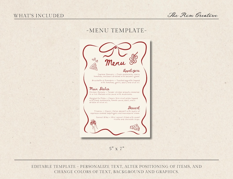 Dinner Menu Template, Printable Wedding Menu, That's Amore Menu ...