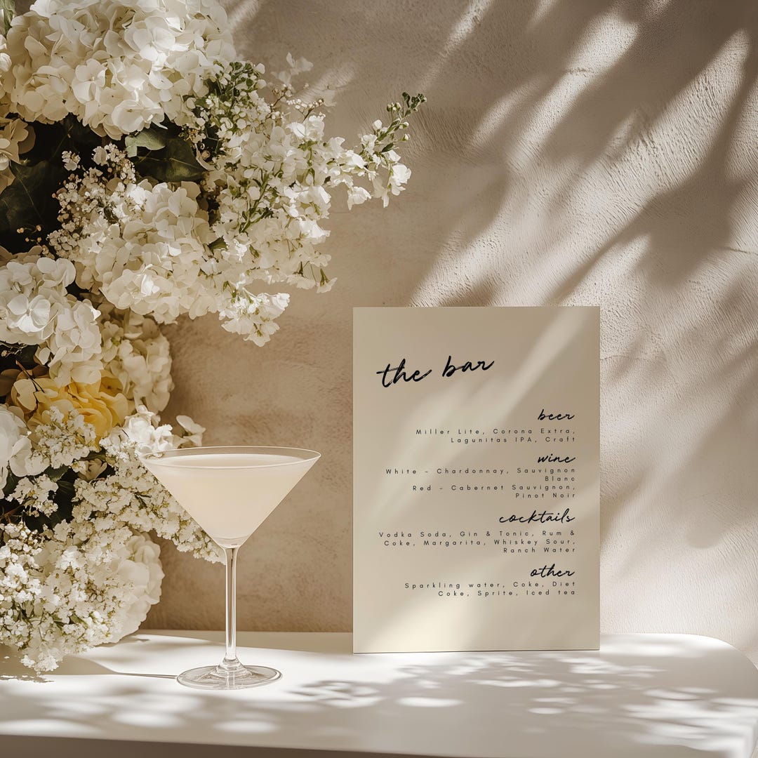 Handwritten Bar Menu Template, Editable Drinks Sign, Beer List ...