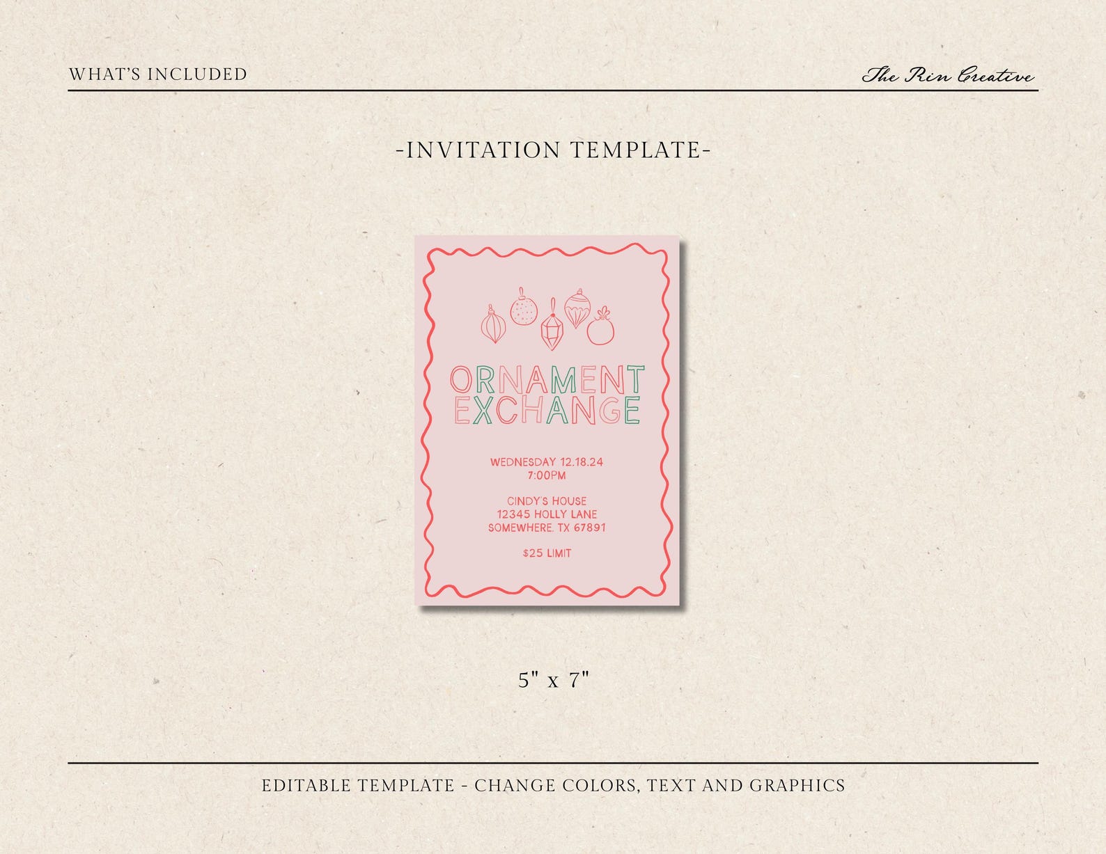 Editable Ornament Exchange Invitation for Holiday Party Christmas Party ...