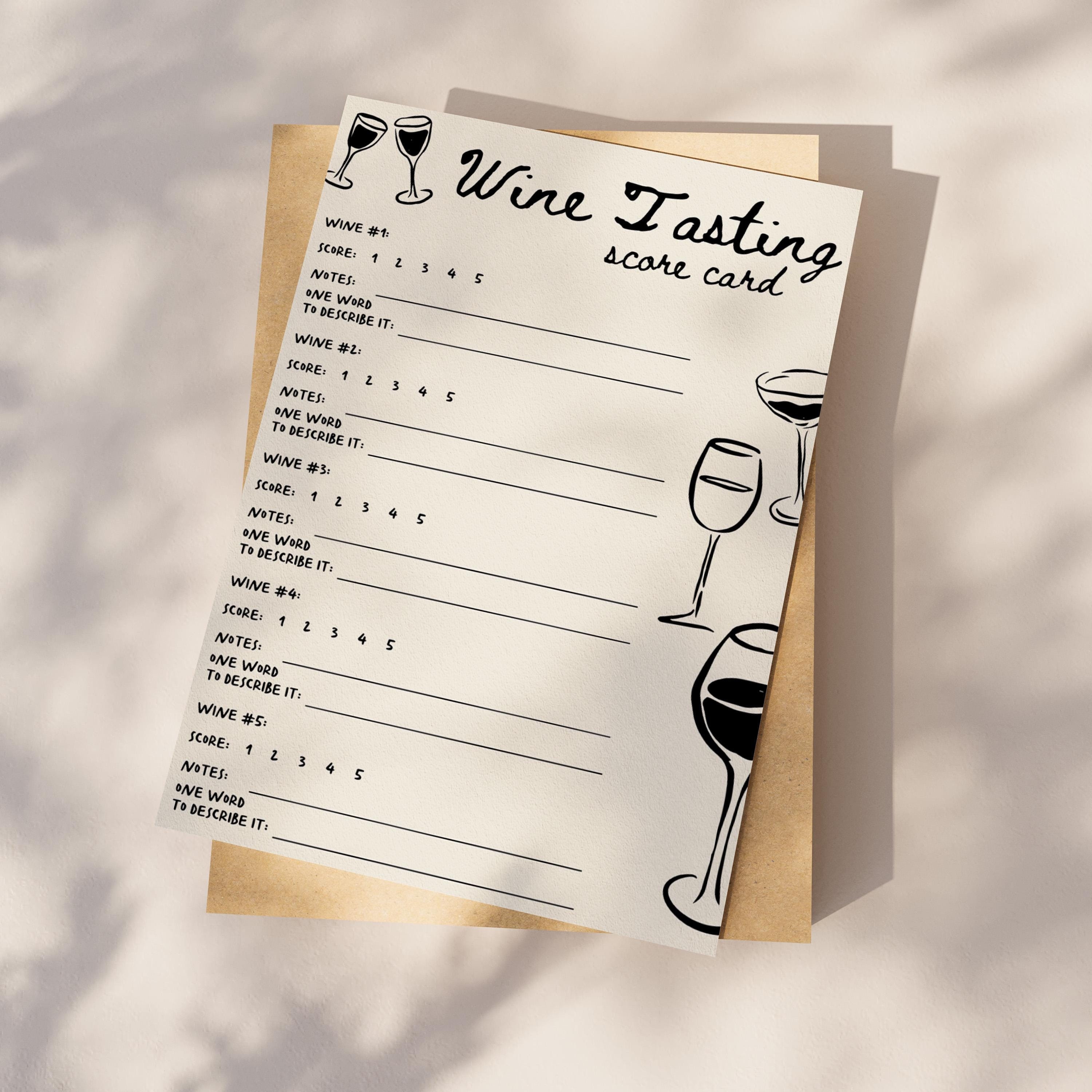 Wine Tasting Score Card Template, Wine Tasting Game, Hens Party Wine ...