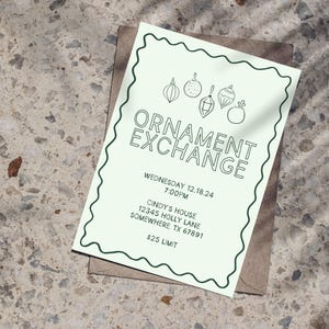 Editable Ornament Exchange Invitation for Holiday Party Christmas Party ...