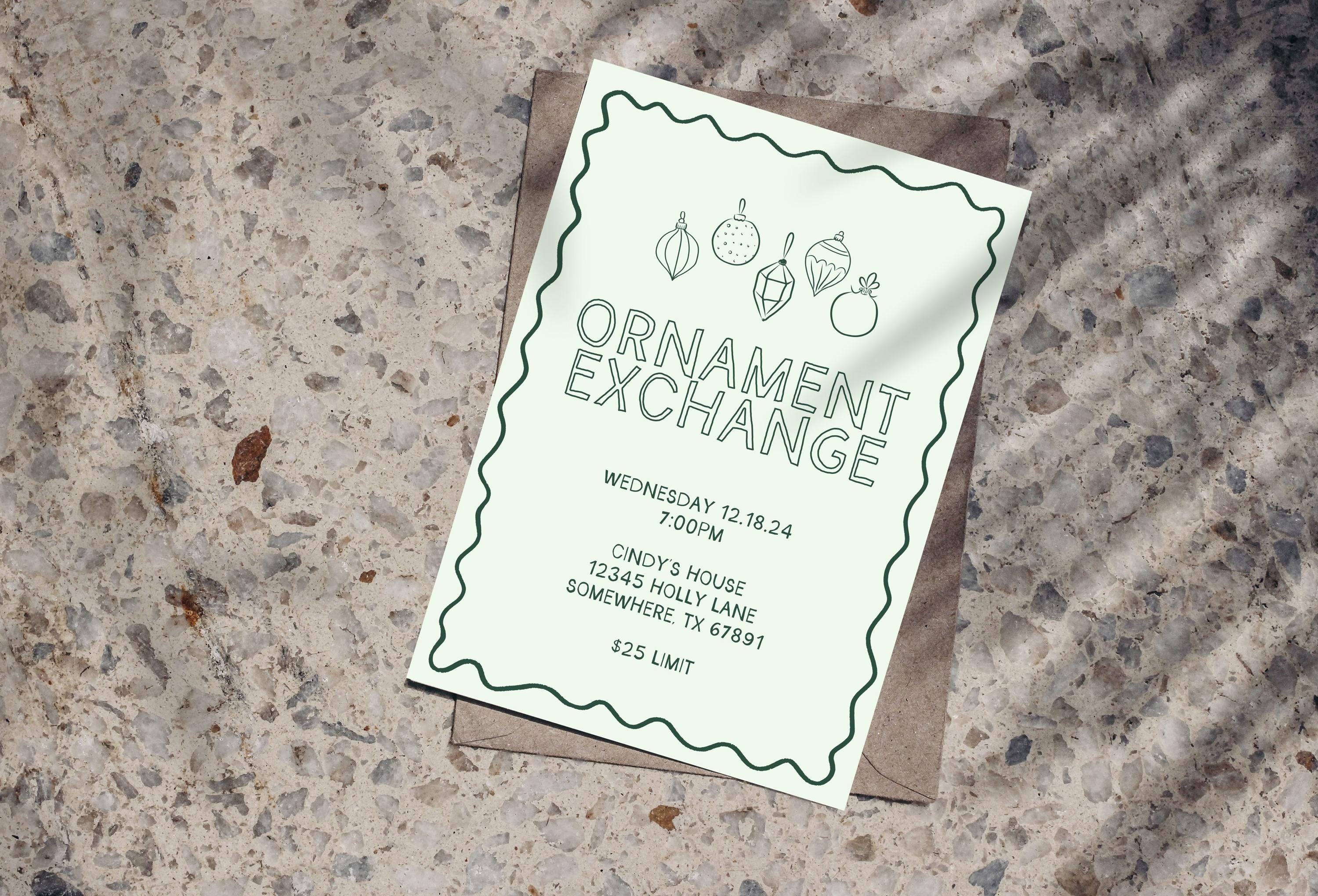 Editable Ornament Exchange Invitation for Holiday Party Christmas Party ...