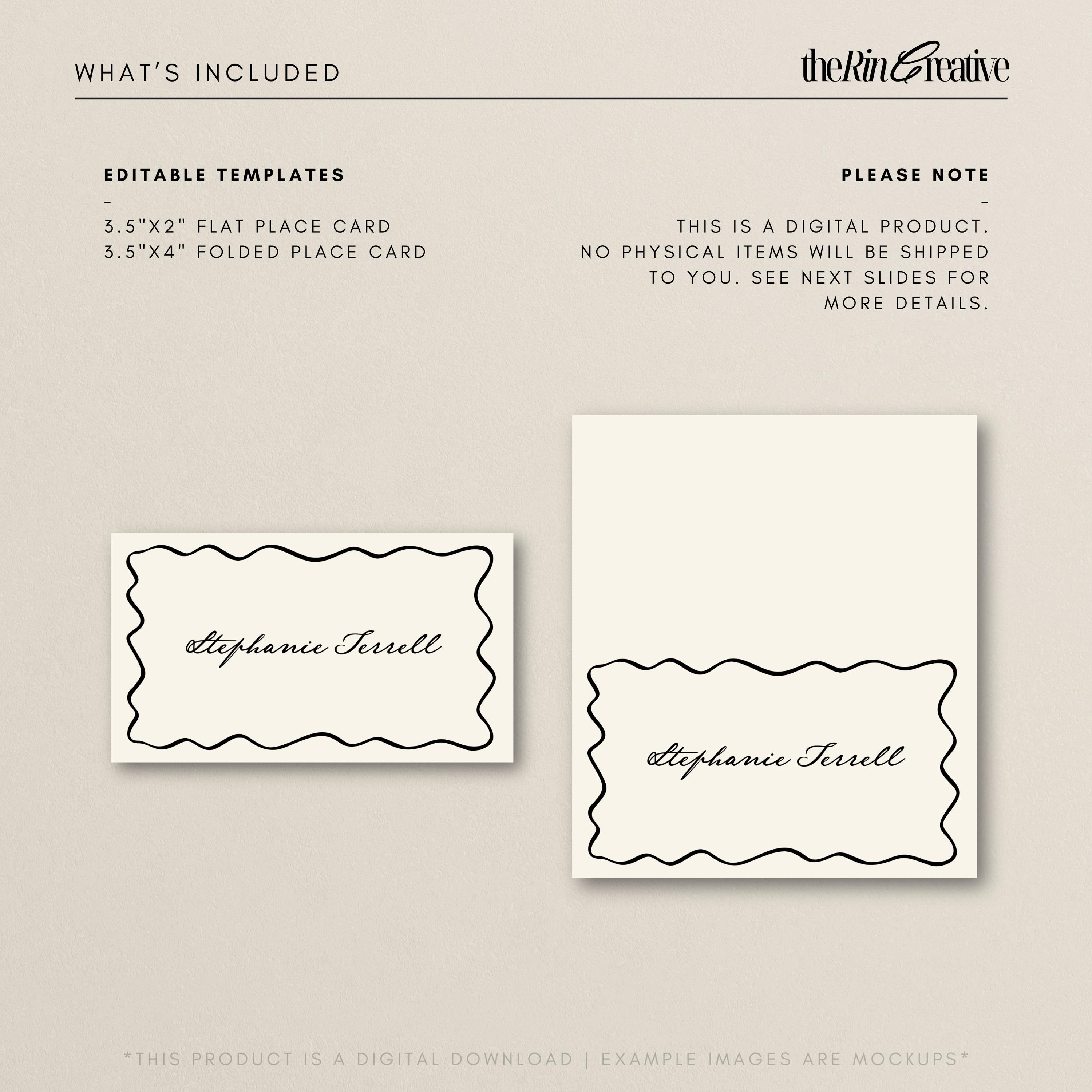 Name Place Card Template, Printable Place Card, Wedding Placecards ...