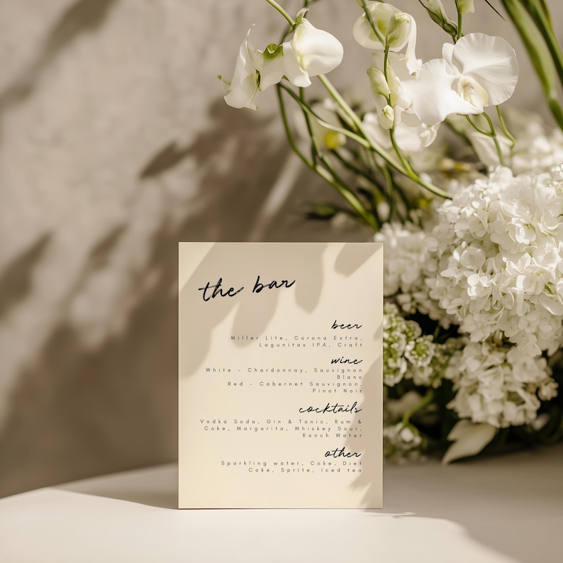 Handwritten Bar Menu Template, Editable Drinks Sign, Beer List ...