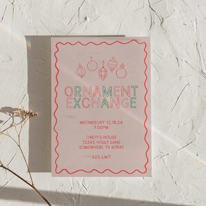 Editable Ornament Exchange Invitation for Holiday Party Christmas Party ...