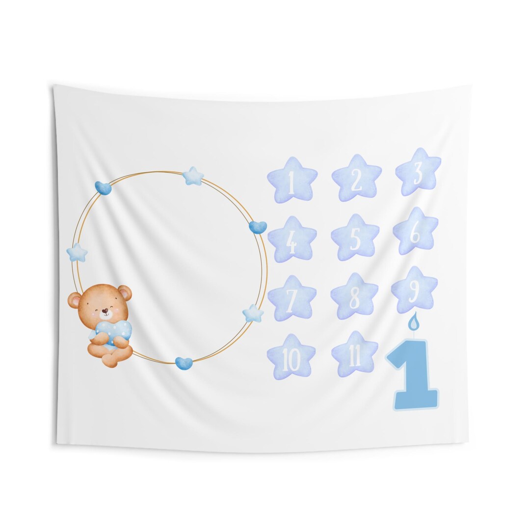 Baby Monthly Photos Indoor Wall Tapestries Baby Baby Canvas Monthly ...