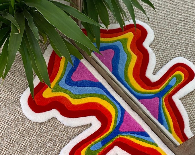 Rainbow Tufted Rug, Aesthetic Rug, Bright Carpet, Multicolor Rug ...