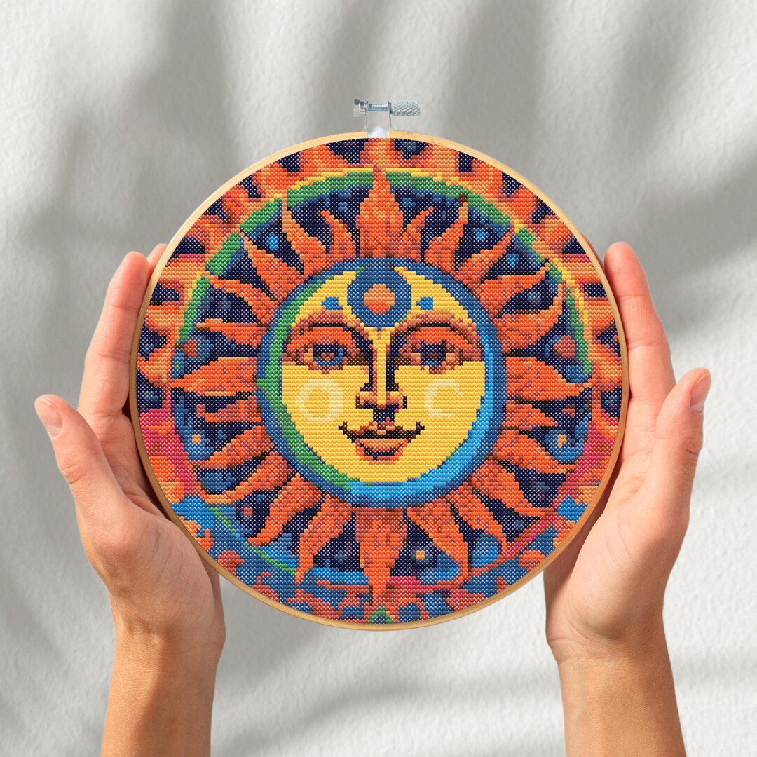 Sun Cross Stitch Pattern, Moon Cross Stitch Pattern, Sun Moon Cross ...