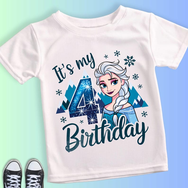 Elsa Themed 4th Birthday T-shirt Design With Bonus Coloring Books ...