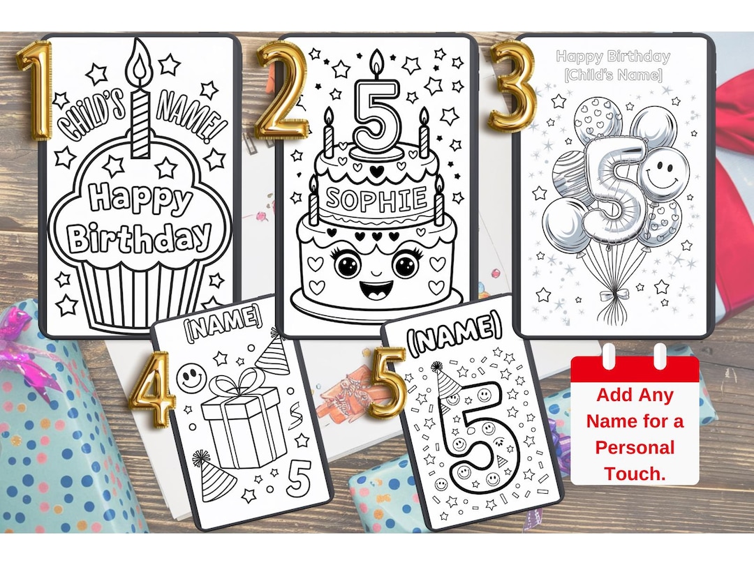Personalized Birthday Coloring Pages for Kids Custom Name & Age ...