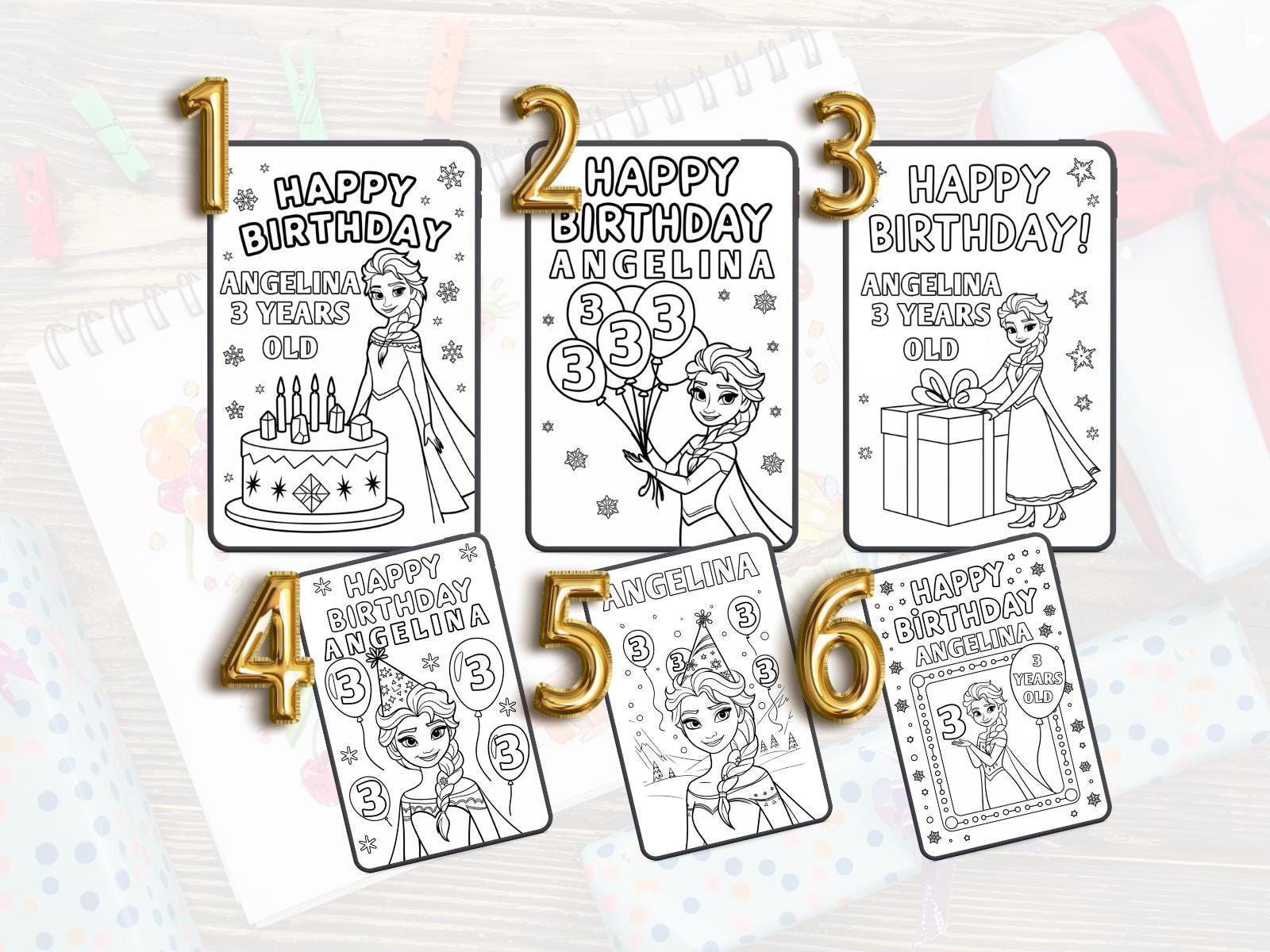 Customizable Elsa Birthday Coloring Pages 6 Printable Frozen Design ...