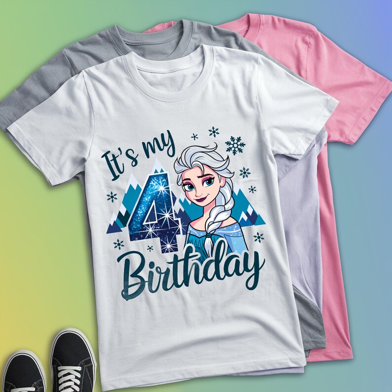 Elsa Themed 4th Birthday T-shirt Design With Bonus Coloring Books ...