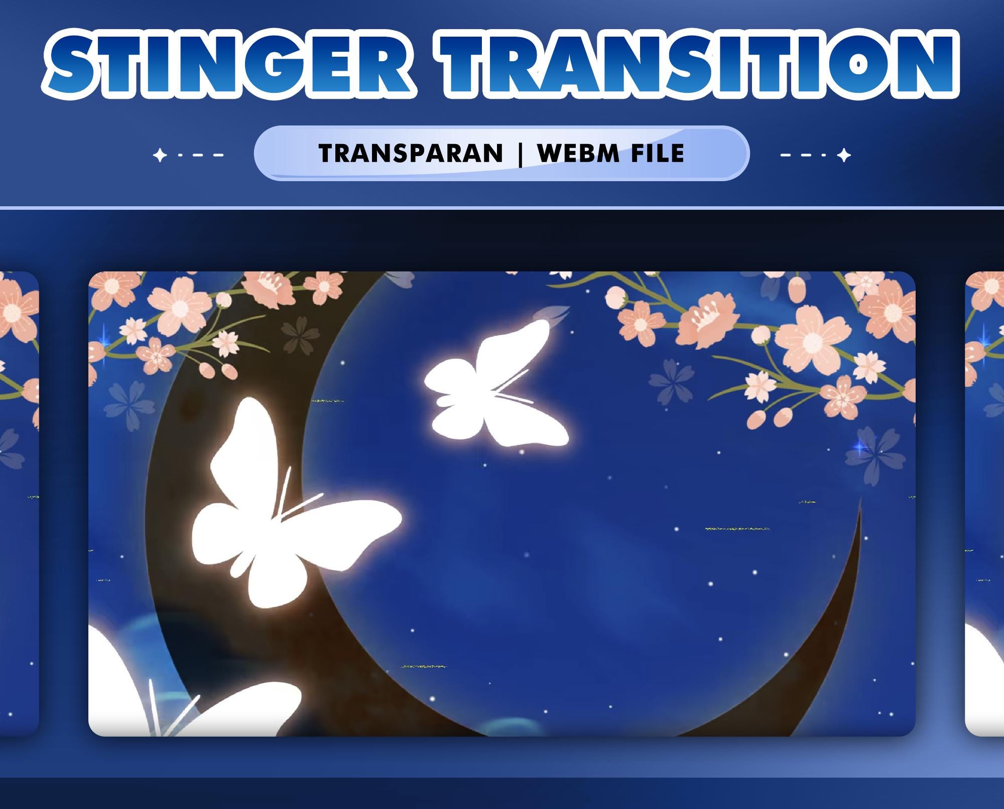 Sakura Moon Animated Stream Transition for Twitch and OBS Fantasy Sakura Stinger With Moonlight ...