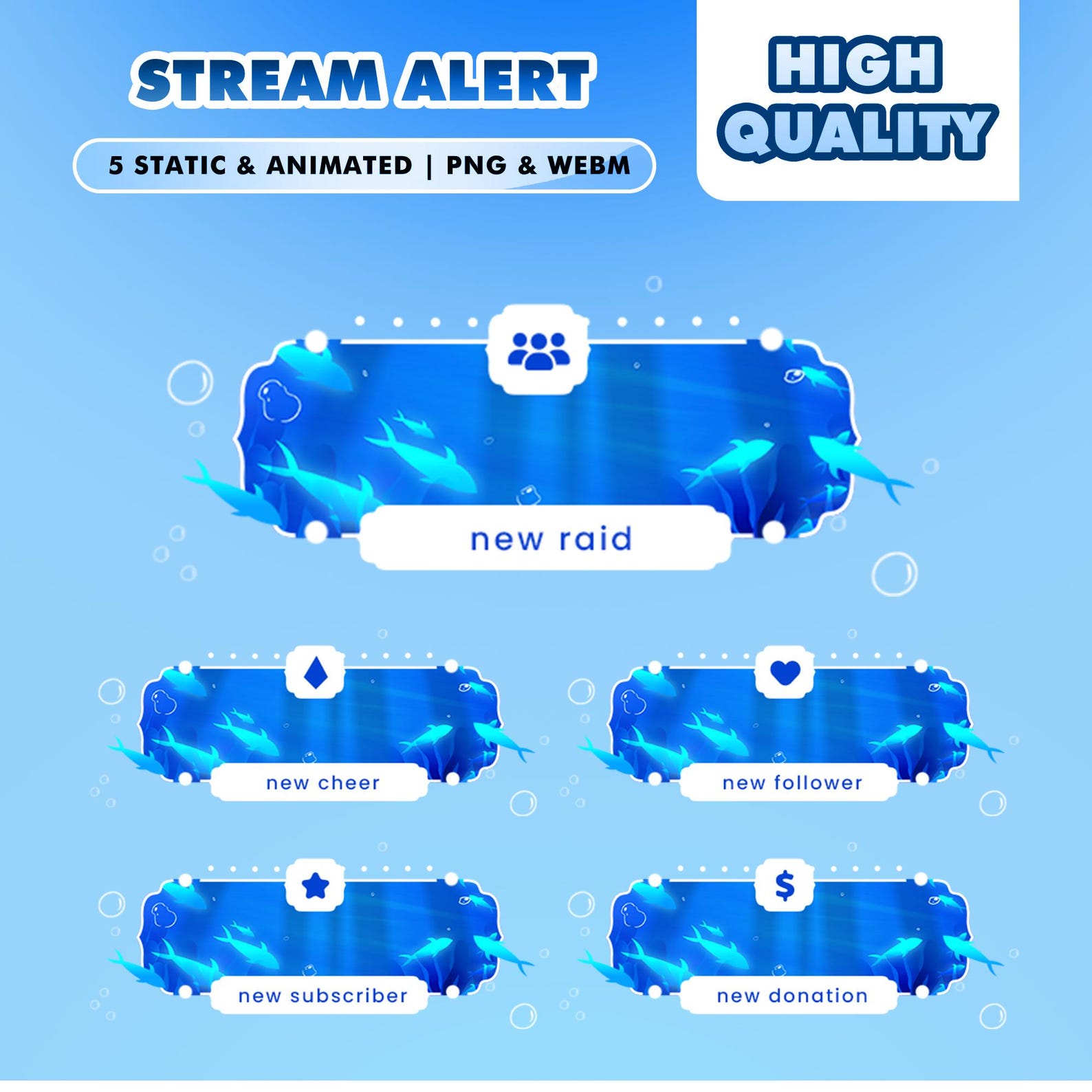 Marine Life Animated Stream Alerts for Twitch Kick Youtube – Ocean Vibe ...