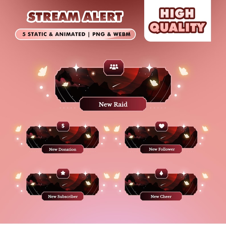 Crimson Eclipse Animated Stream Alerts for Twitch Kick Youtube – Pop-up ...
