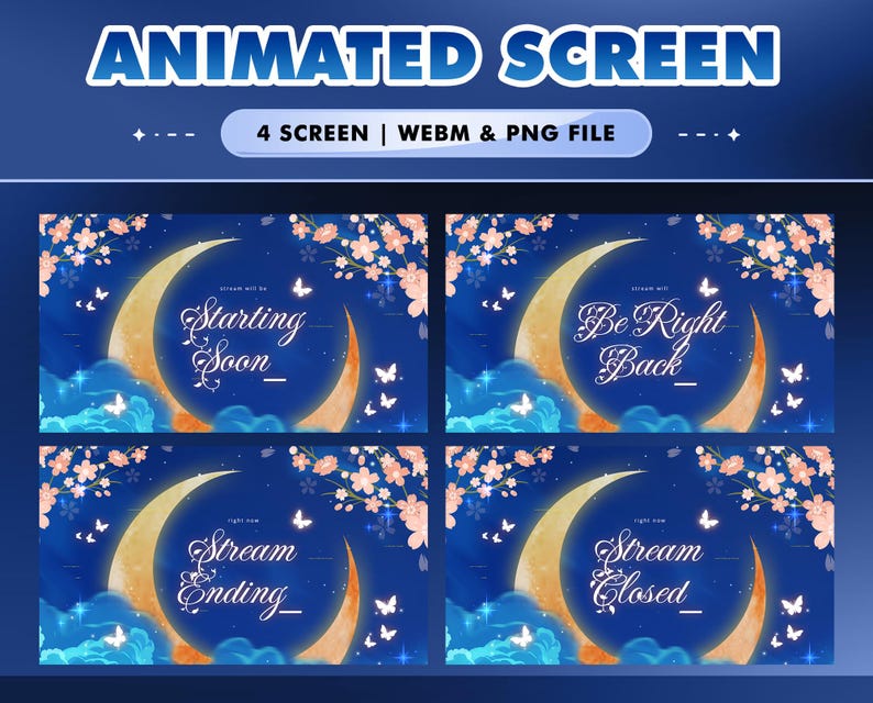 Sakura Moon Animated Stream Screen for Twitch/starting Soon or BRB ...