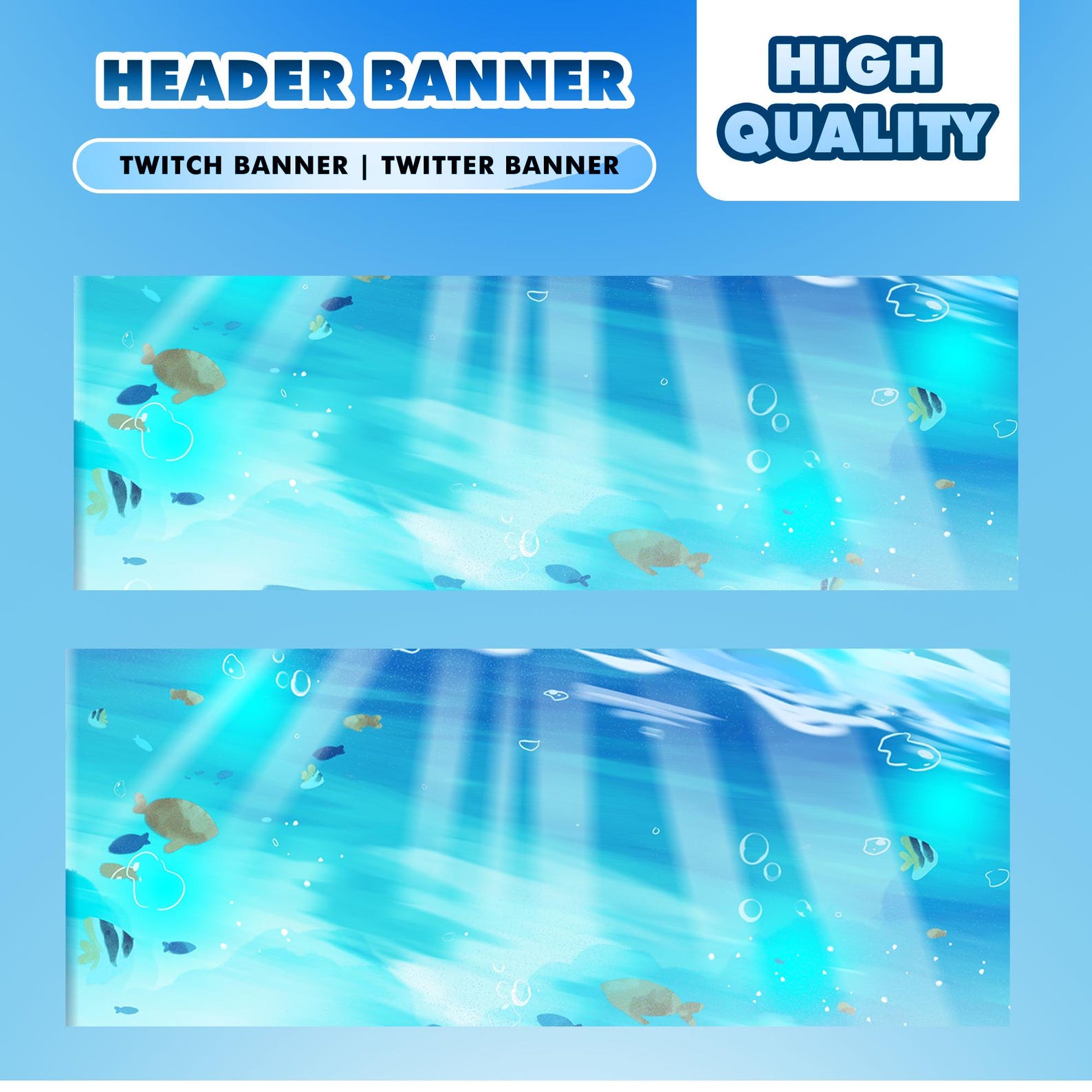 Under Sea Ocean Blue Animated Stream Overlay Package for Twitch OBS ...