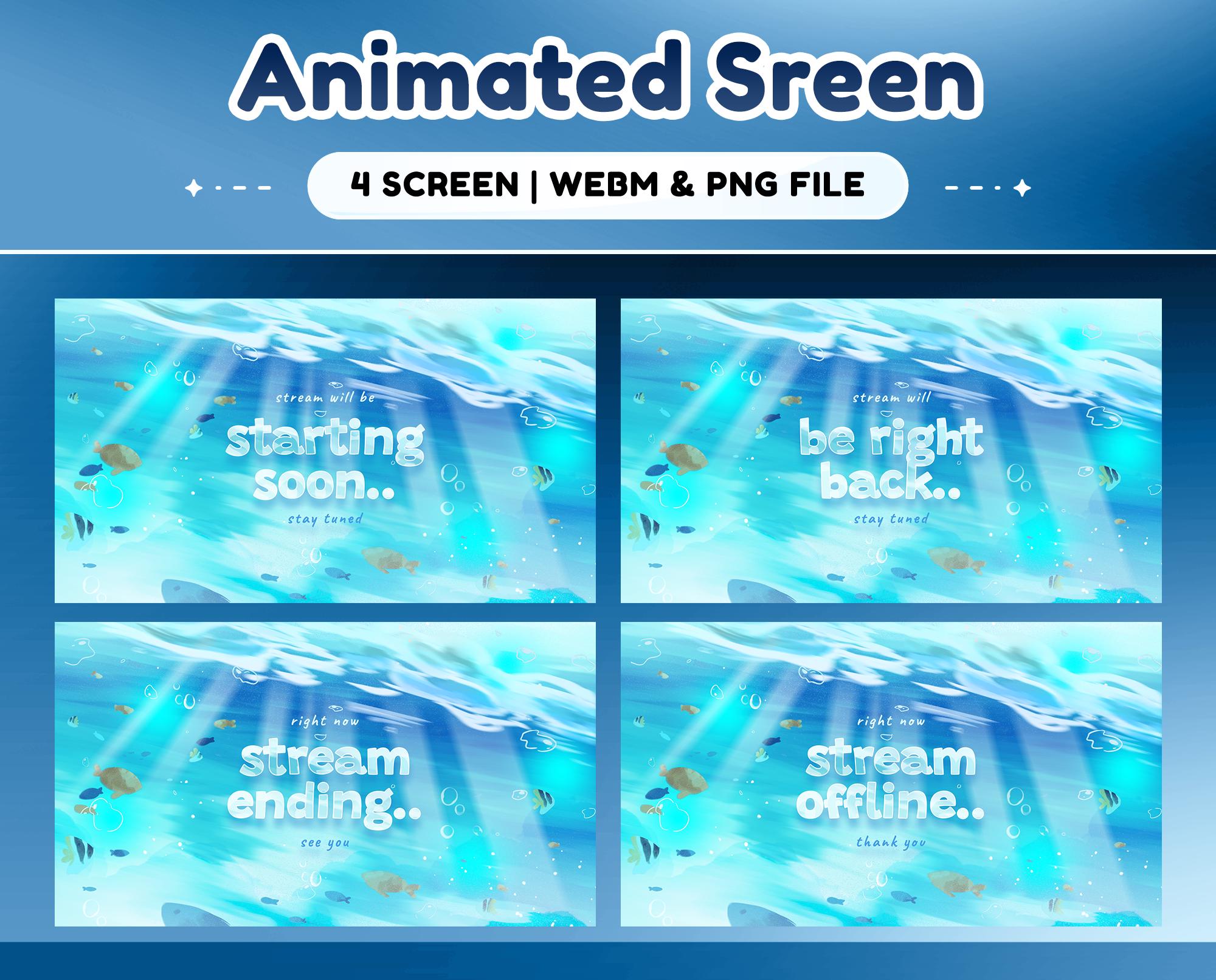 Aquatic Drift Animated Stream Overlay Package for Twitch Bundle, Cute ...