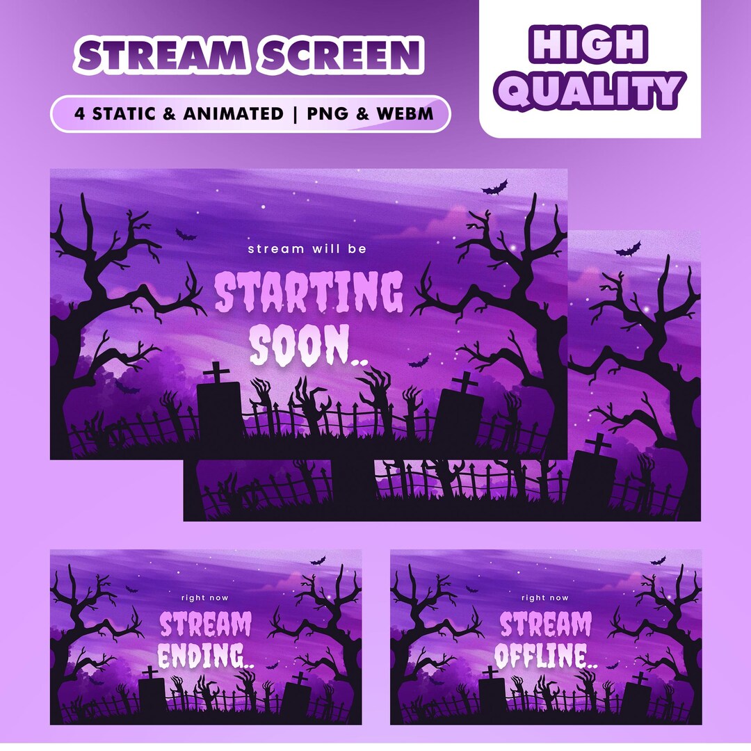 Spooky Graveyard Animated Stream Screens for Twitch Kick Youtube ...