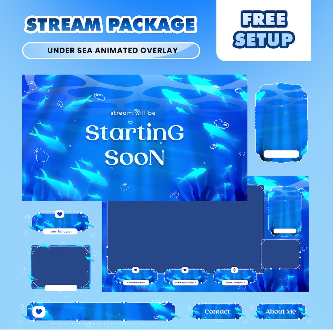 Undersea Ocean Twitch Overlay Package – Blue Marine Aquarium Theme/fish ...
