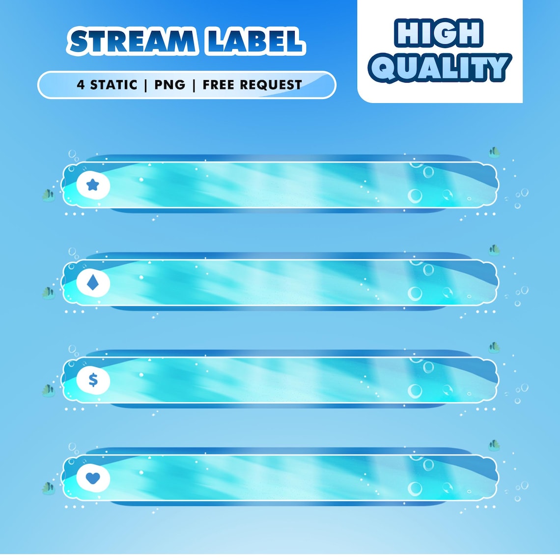 Under Sea Ocean Blue Animated Stream Overlay Package for Twitch OBS ...