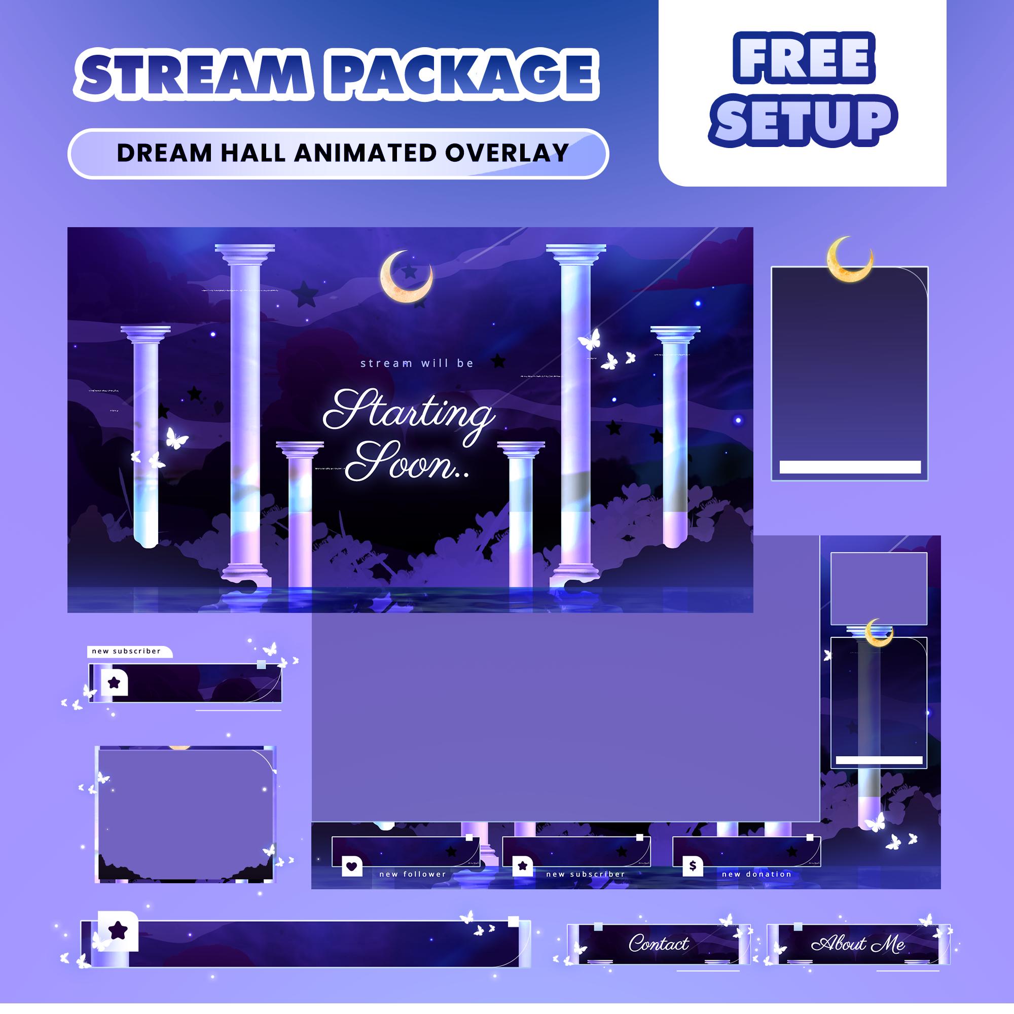 Dream Hall Animated Stream Overlay Package for Twitch and Youtube ...