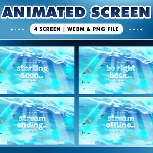Under Sea Ocean Blue Animated Stream Overlay Package for Twitch OBS ...