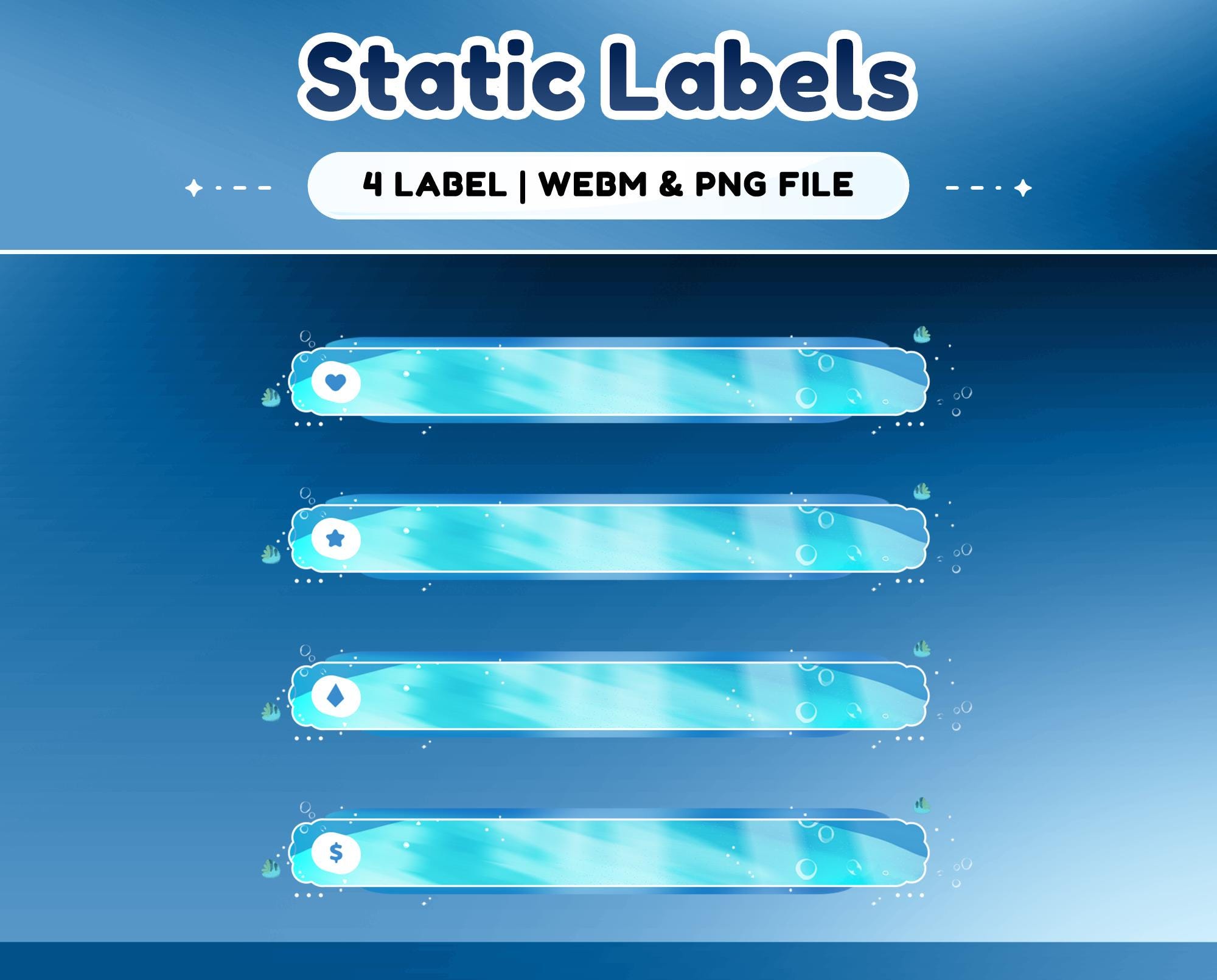 Aquatic Drift Animated Stream Overlay Package for Twitch Bundle, Cute ...