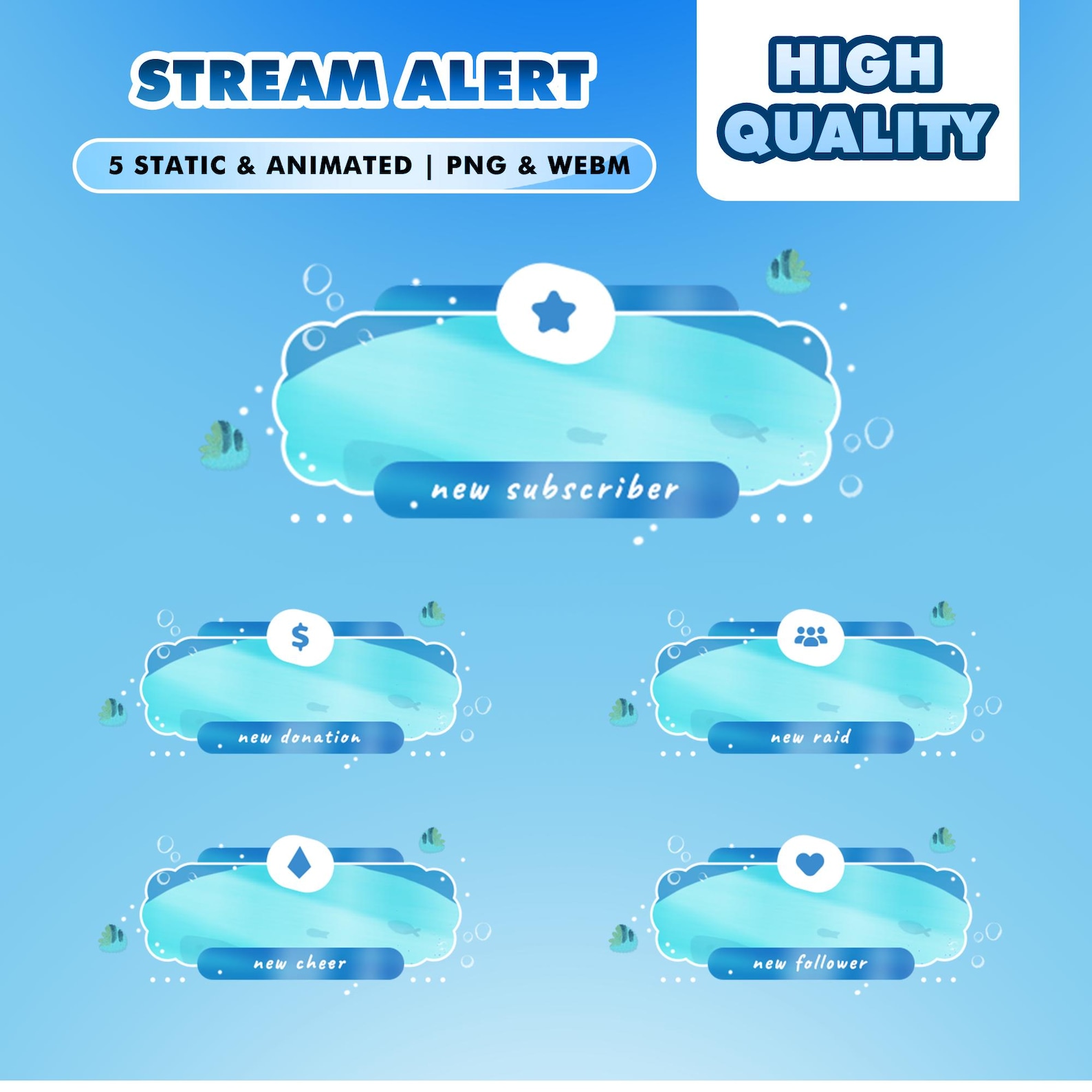Under Sea Animated Stream Alerts for Twitch Kick Youtube – Fun Pop-up ...