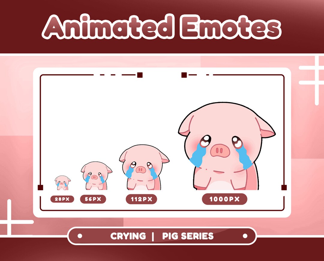 Crying Pig Animated Emote for Twitch Youtube, Pink Pig Emote, Twitch ...