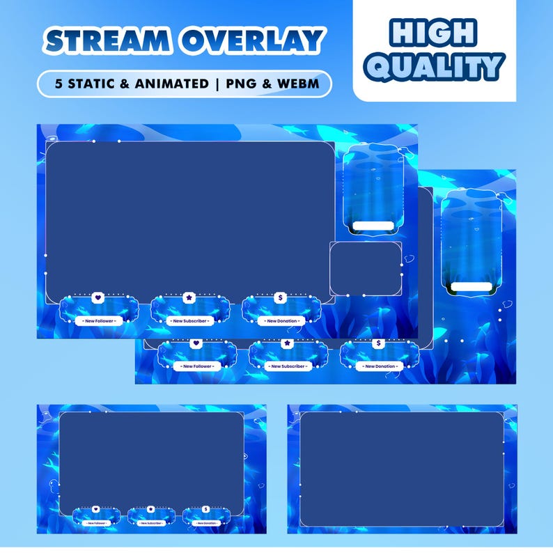 Undersea Ocean Twitch Overlay Package – Blue Marine Aquarium Theme/fish ...