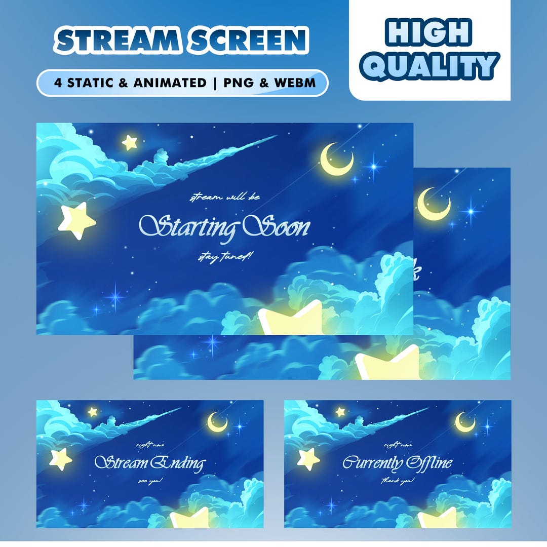 Starry Cloud Stream Screens – Dreamy Night Sky/moon Celestial Theme ...