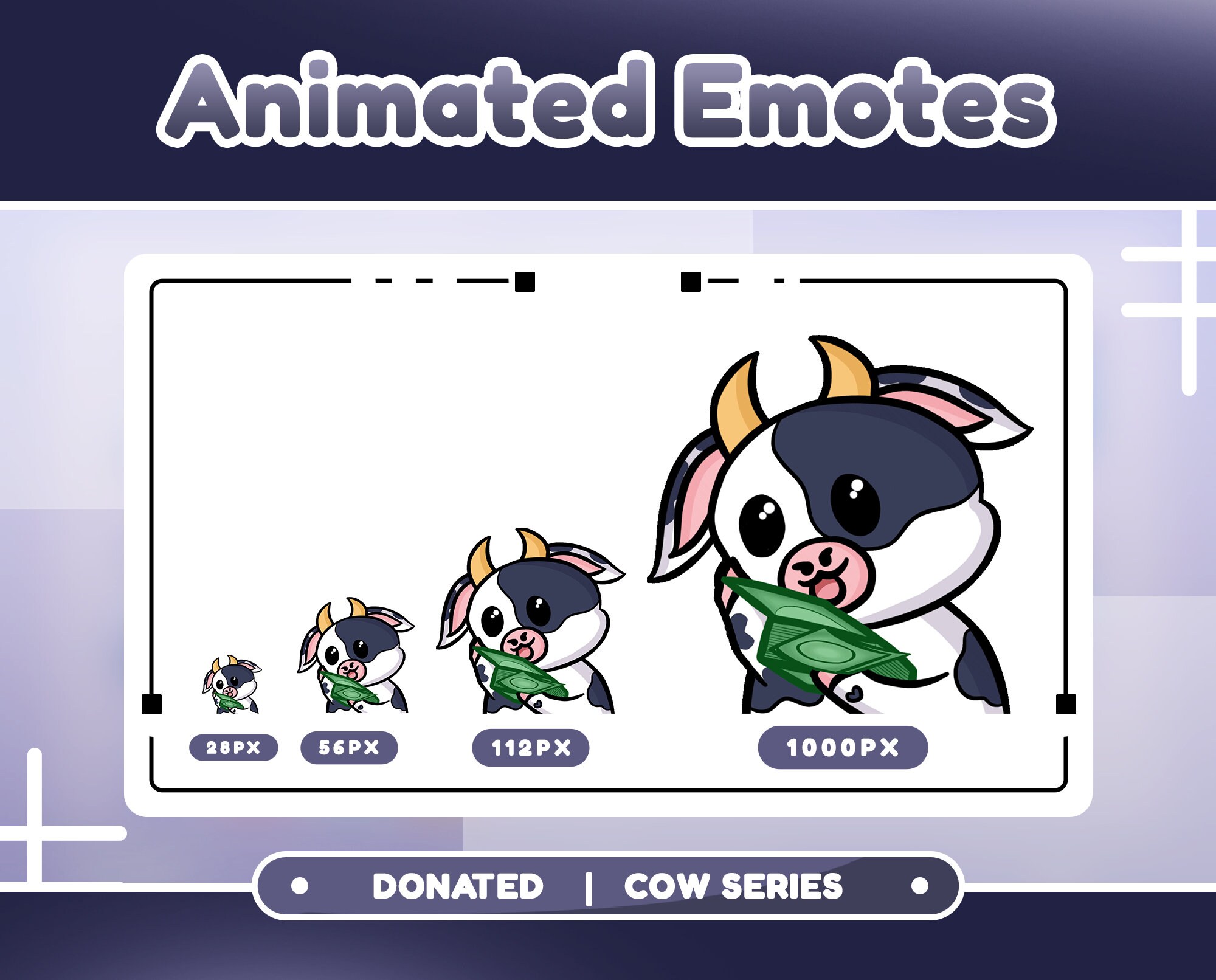 Bundle Emote Cow Animated for Twitch, Youtube, Black and White Cow ...