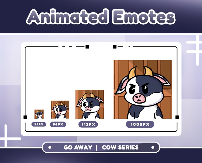 Go Away Cow Animated Emote for Twitch, Youtube, Black & White Cow ...