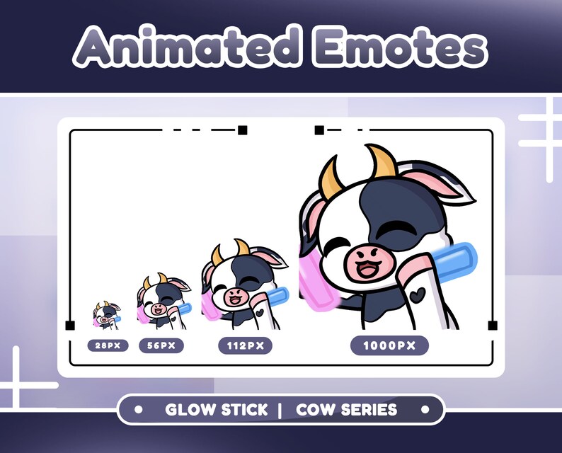 Glow Stick Cow Animated Emote for Twitch, Youtube, Black and White Cow ... Glow Stick Cow Animated Emote for Twitch, Youtube, Black and White Cow ...
