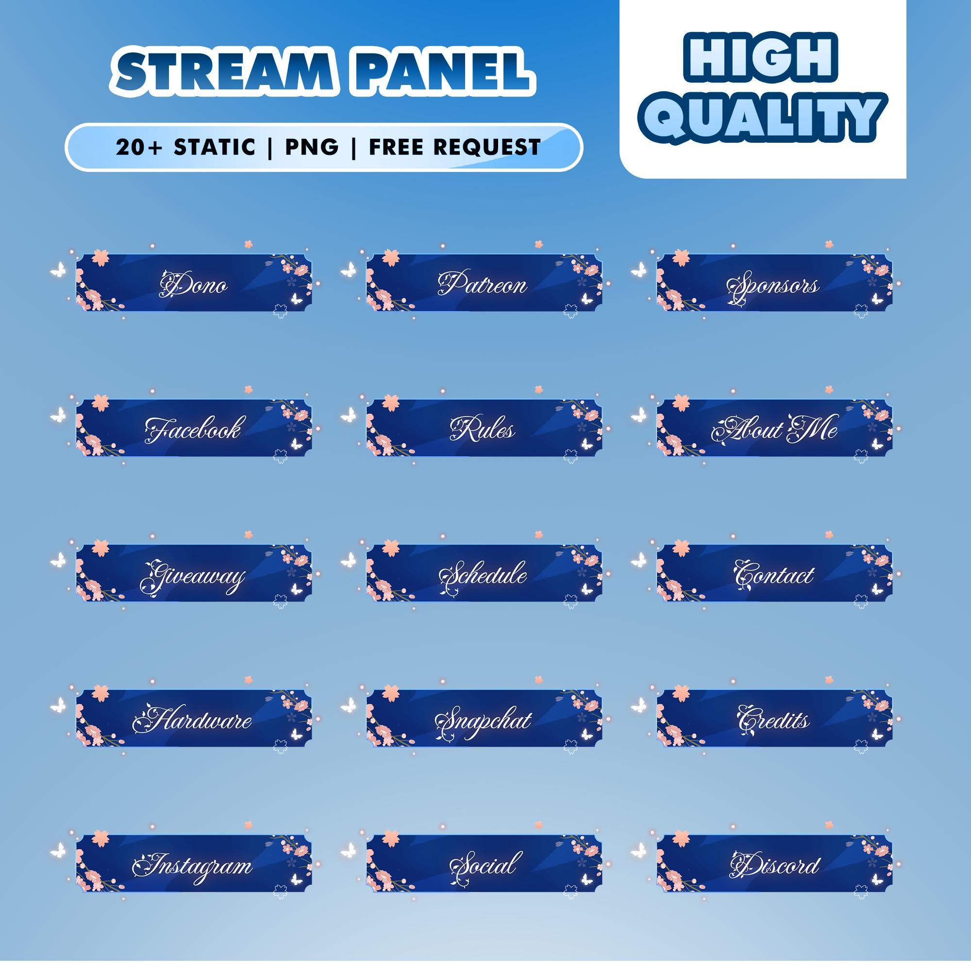 Sakura Moon Twitch Panel Set for Streamers, Cute Sakura Themed Panels ...