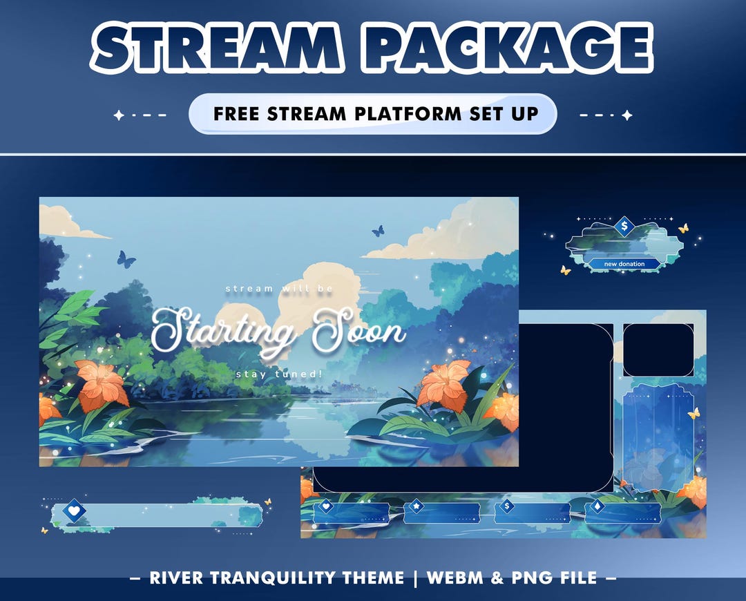 River Tranquility Animated Stream Overlay, Twitch Overlay Cute Nature ...