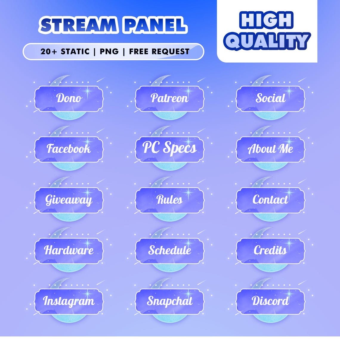 Moonlit Dream Animated Stream Overlay Pack for Twitch Kick Youtube ...