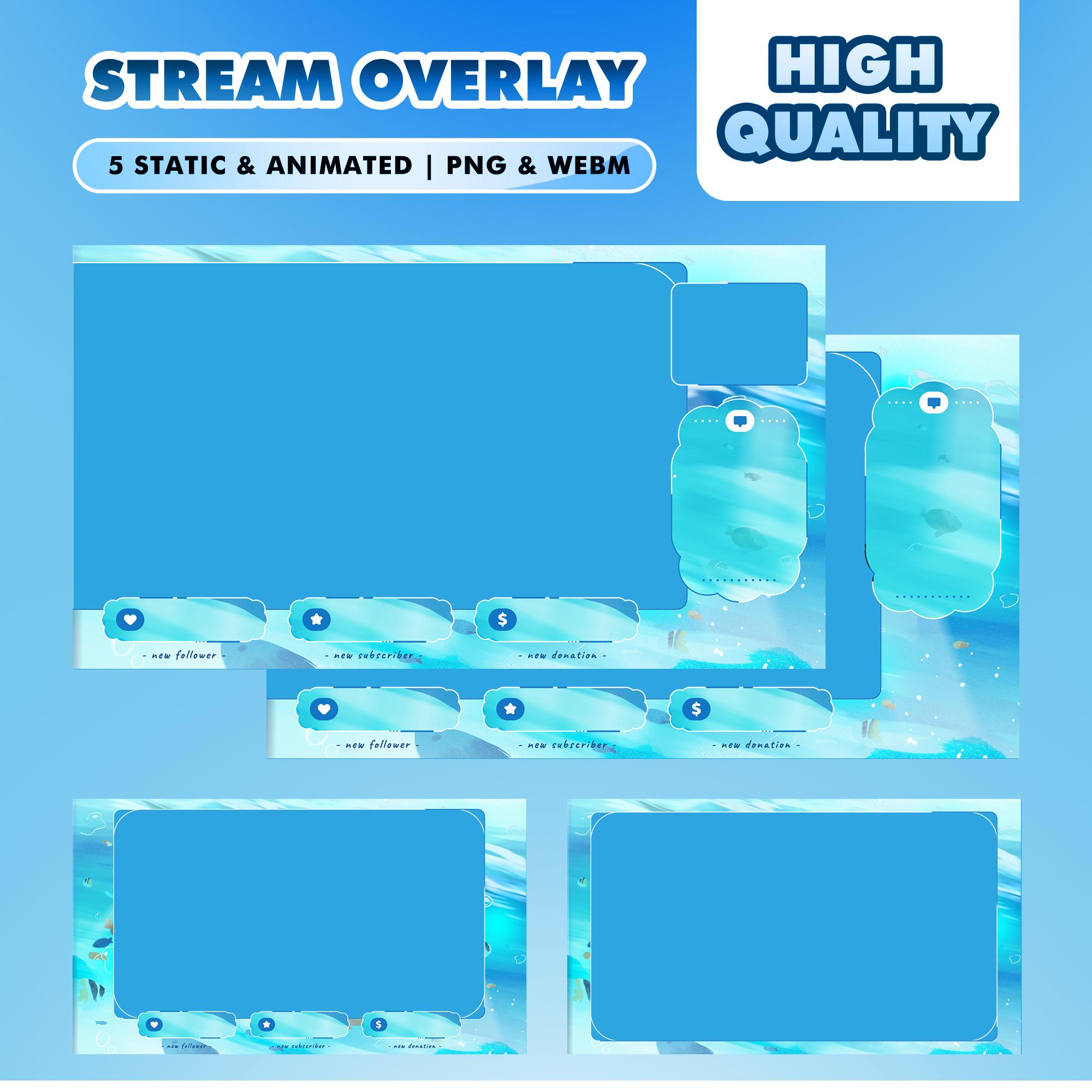 Under Sea Ocean Blue Animated Stream Overlay Package for Twitch OBS ...